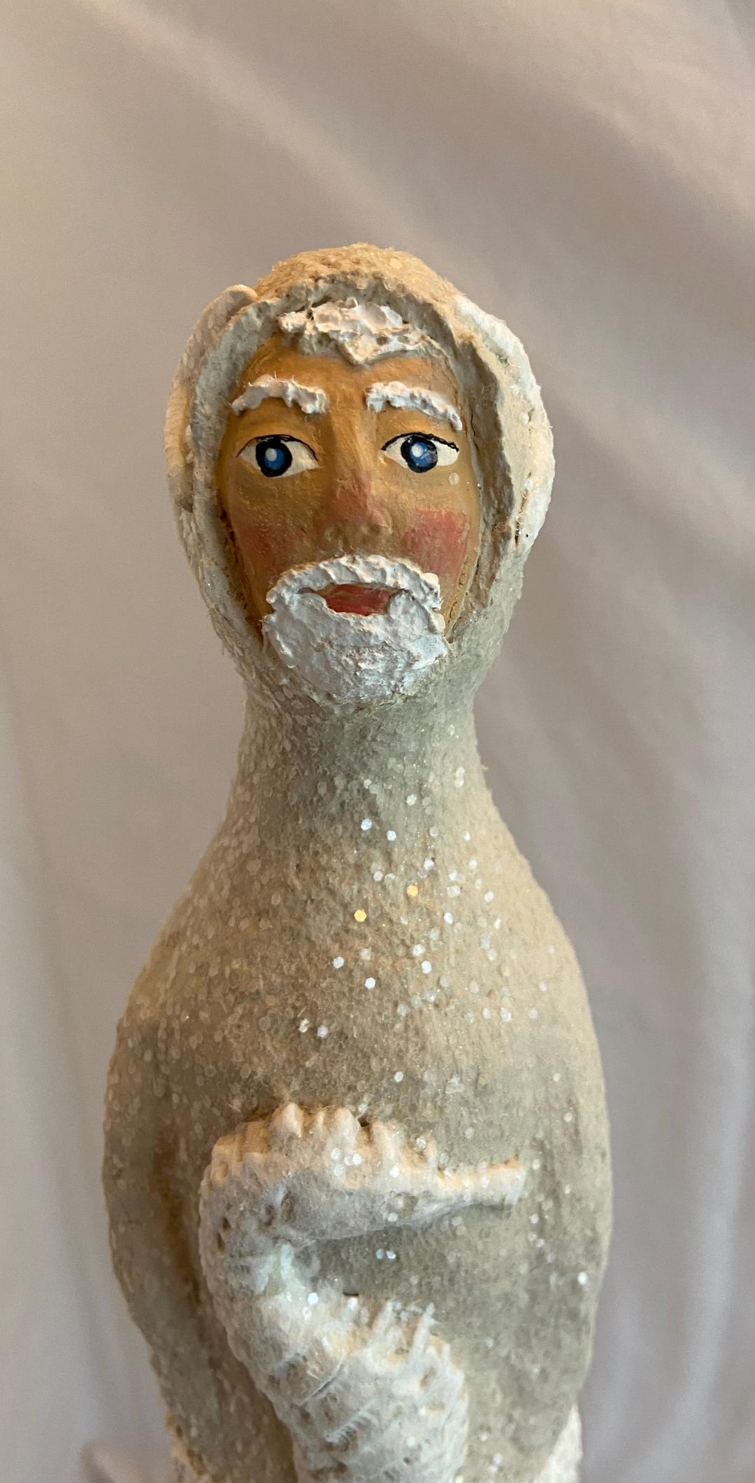 Handmade Paper Mache Coastal Santa With Basket of Shells - Etsy