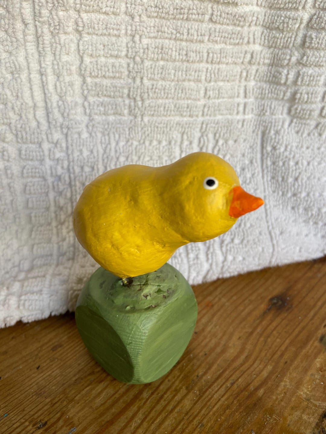 Handmade Paper Mache Chick on Top of a Wood Block - Etsy