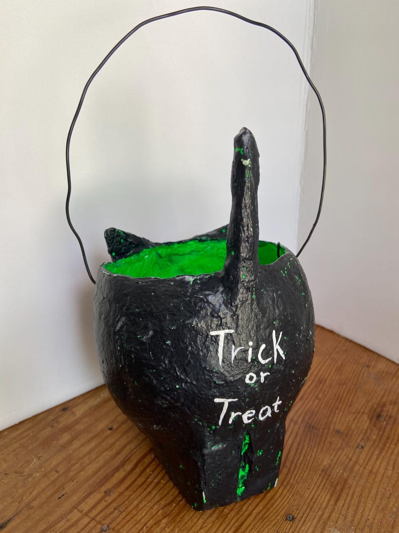 Handmade Paper Mache Vintage Styled Cat Candy Bucket - Etsy