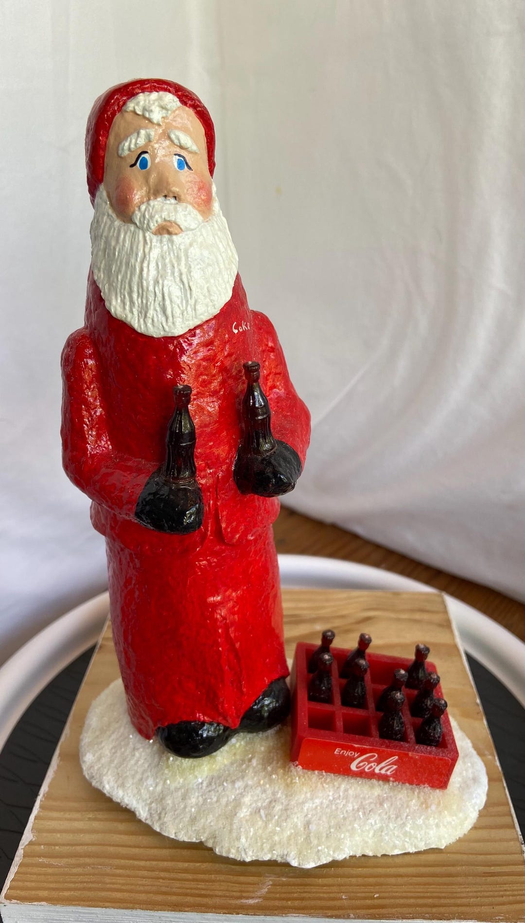 Handmade Paper Mache Coca Cola Santa With Case of Cokes - Etsy