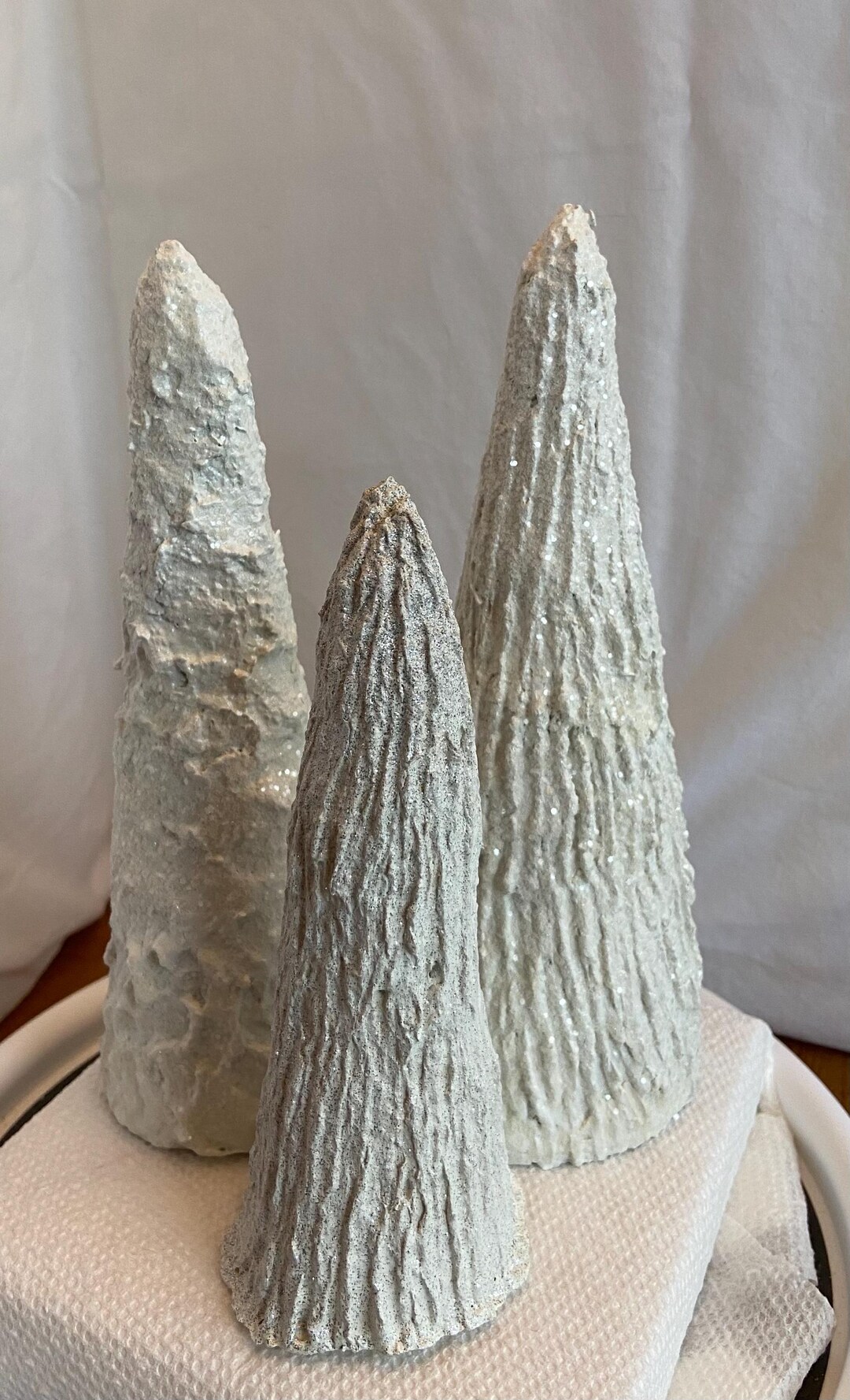Handmade Paper Mache Snow Trees - Etsy