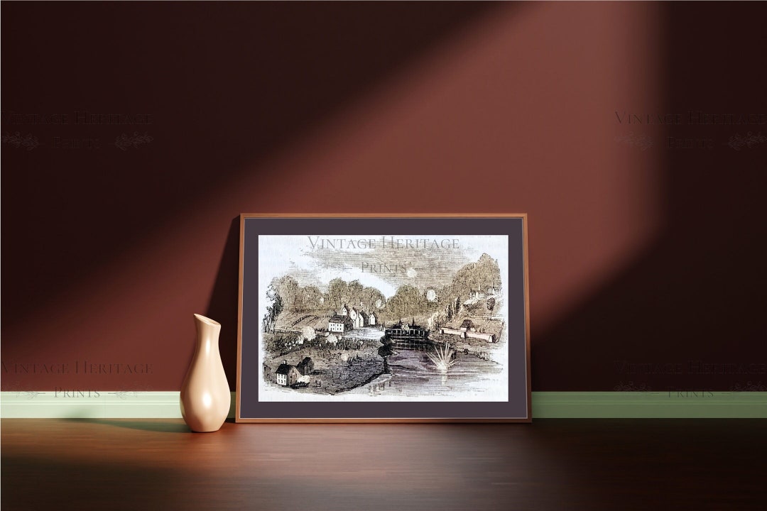 Civil War Era Color Woodcut Etching of Historical 1800s Battle, 19th ...