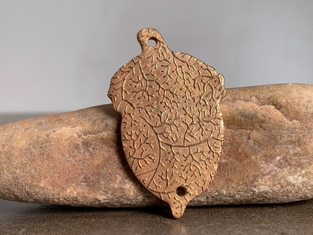 Artist Made Bronze Metal Clay Acorn Charm Pendant or Connector for ...
