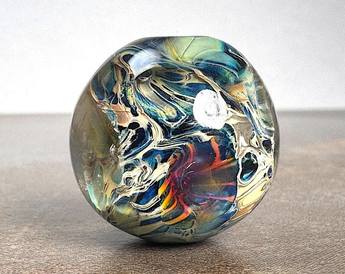 Chunky Round Art Glass Bead for Jewelry Designs in Swirled Multi Colors ...