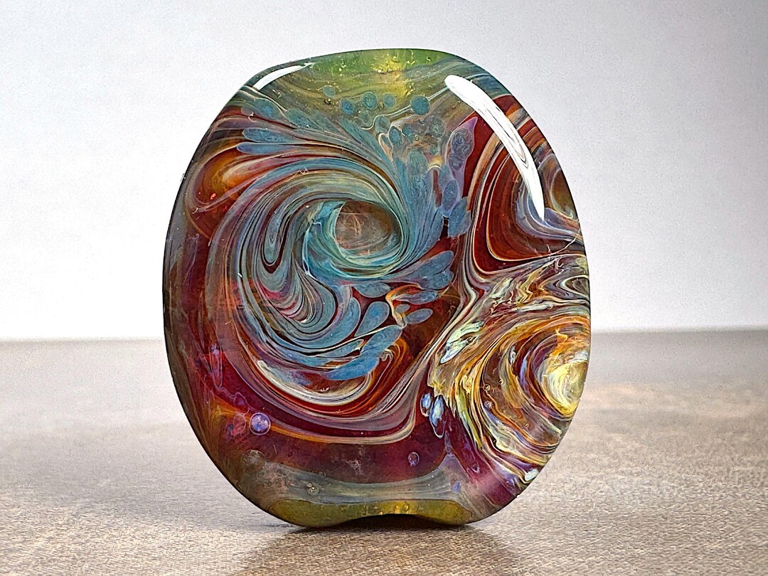 Artist Made Borosilicate Glass Tabular Lampwork Focal Bead in Mixed ...