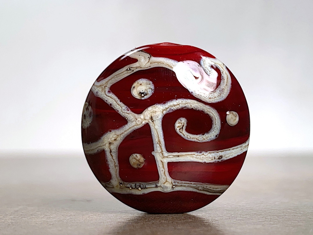 Lampwork Glass Focal Bead for Jewelry Designs, Rustic Deep Red With ...