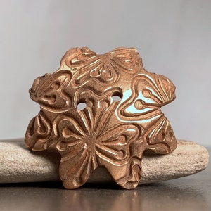Large 1" Bronze Metal Clay Button in Flower Shape With Flower Pattern ...