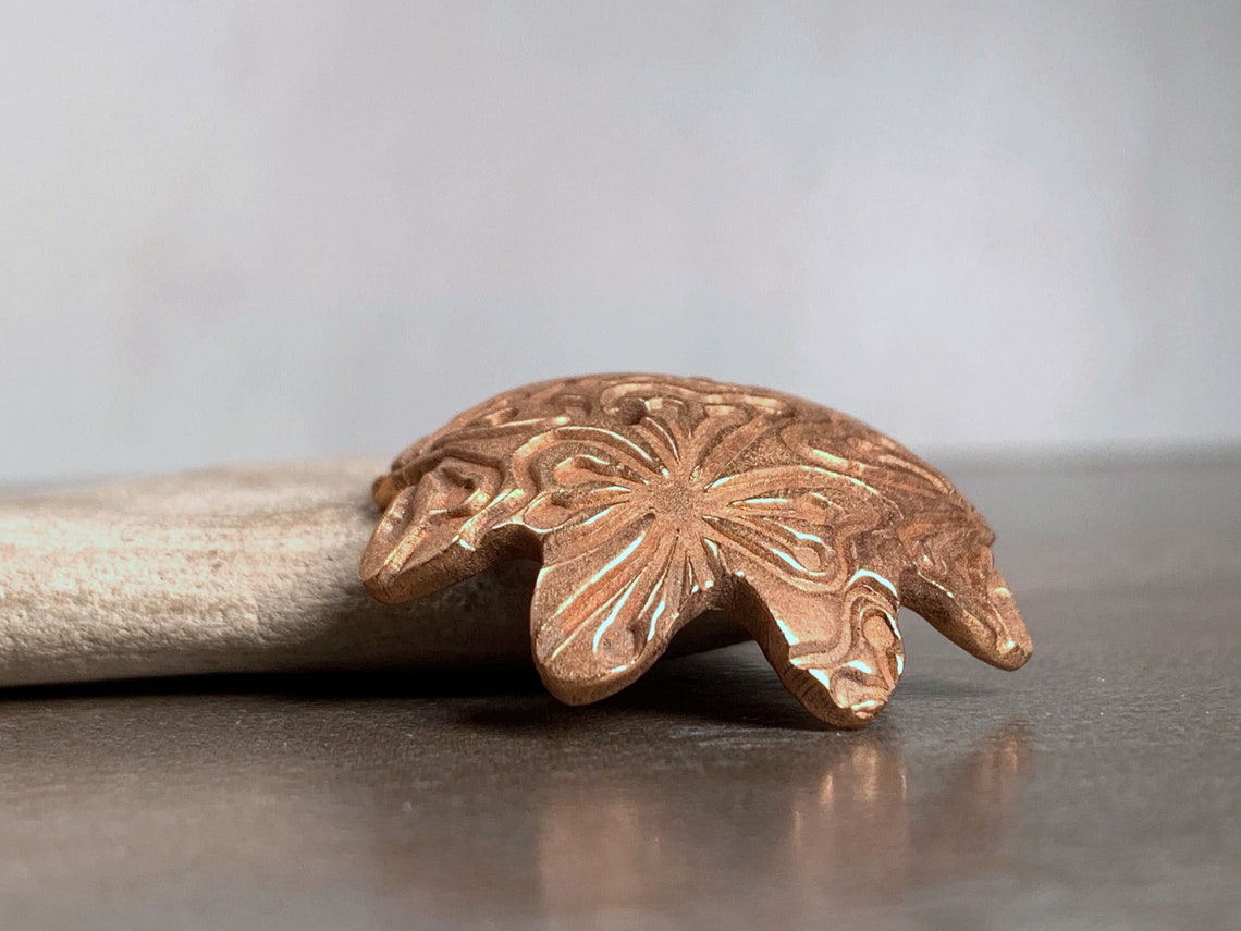 Large 1" Bronze Metal Clay Button in Flower Shape With Flower Pattern ...