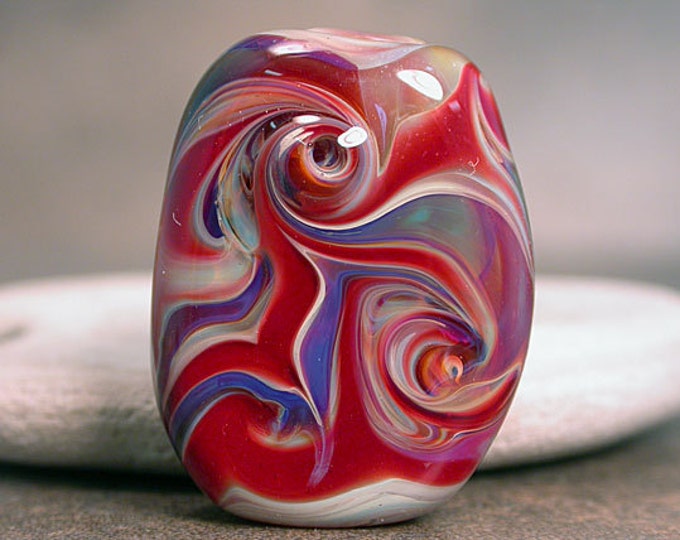 Lampwork Boro Focal Bead Ruby Red and Blue Divine Spark - Etsy