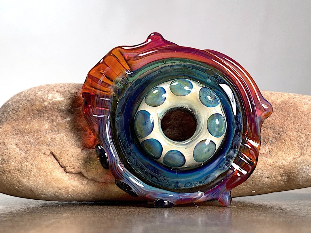 Large Borosilicate Glass Focal Disc Bead for Jewelry Designs, Lampwork ...