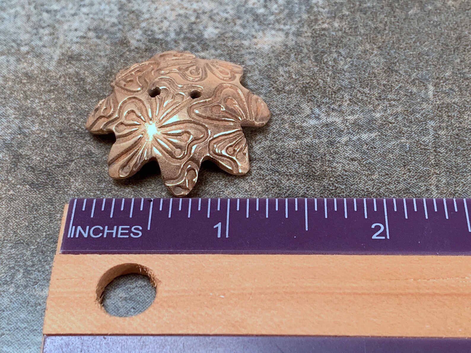 Large 1" Bronze Metal Clay Button in Flower Shape With Flower Pattern ...