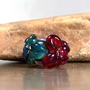 Unique Borosilicate Lampwork Glass Big Hole Bead, Boro Flower Focal ...