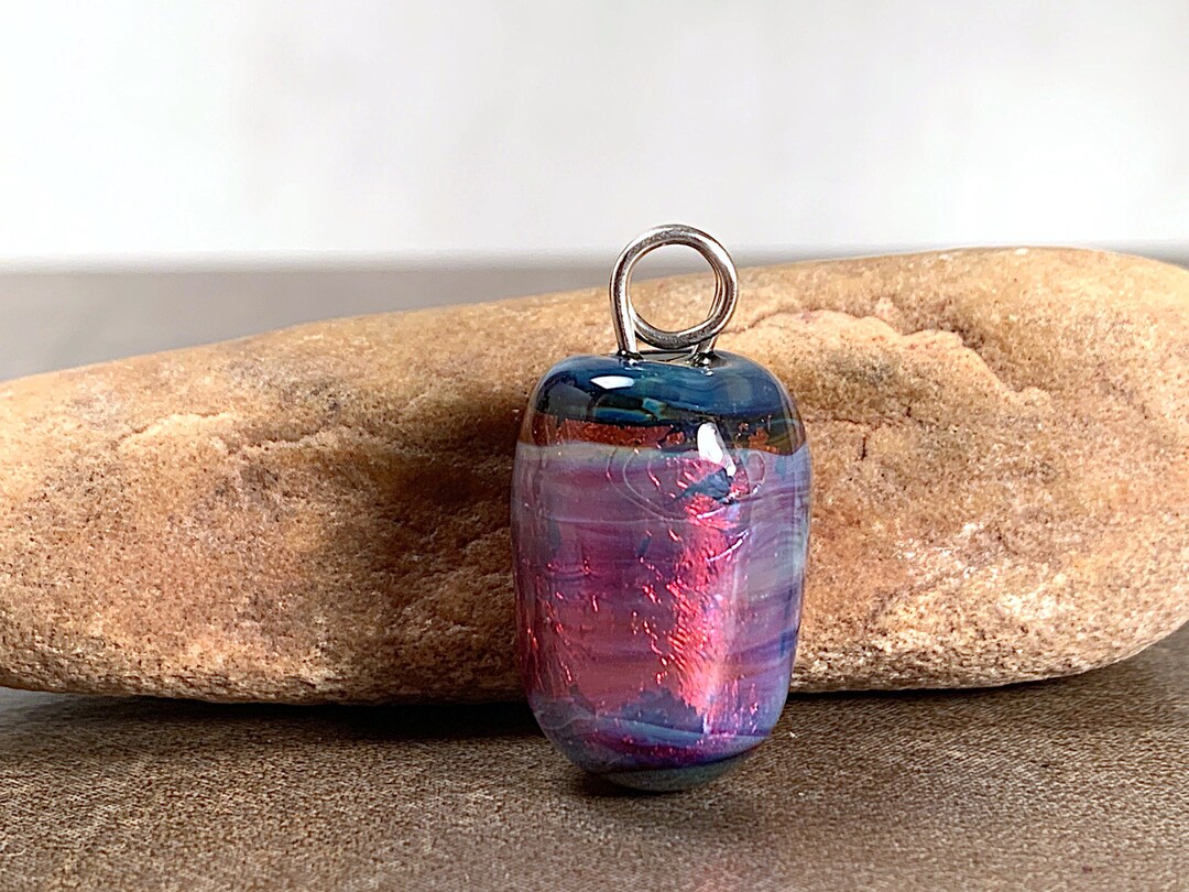Rounded Cone Shaped Fire Opal Lampwork Glass Dangle or Pendant With ...