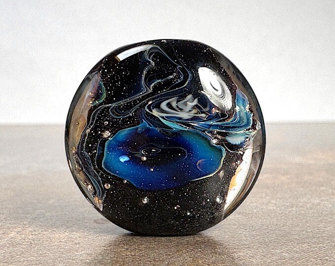 Galaxy Style Nebula Focal Bead, Unique Handmade Lampwork Lentil Shape ...