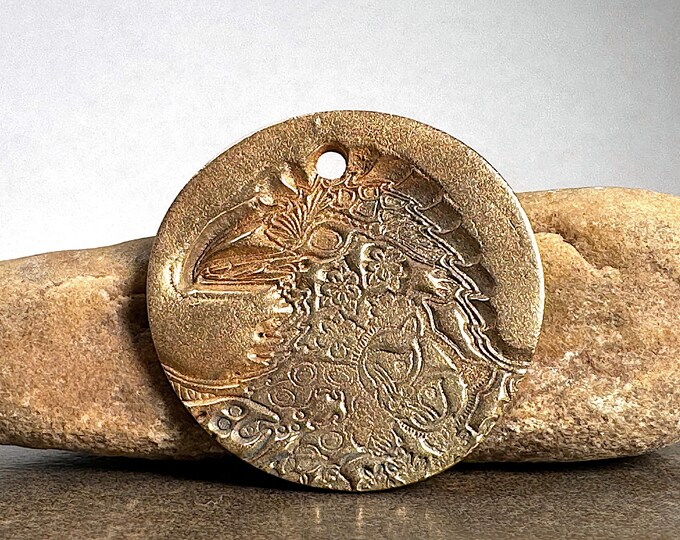Rustic Raven Medallion in Bronze Metal Clay, Animal Spirit Totem ...