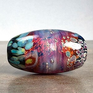 Lampwork Glass Focal Bead in Slender Barrel Shape for Jewelry Making in ...
