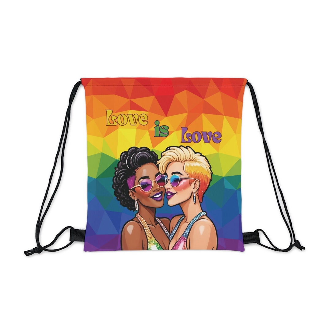 Love is Love Lesbian Pride 2024 Backpack, Swag Bag, Drawstring Bag ...