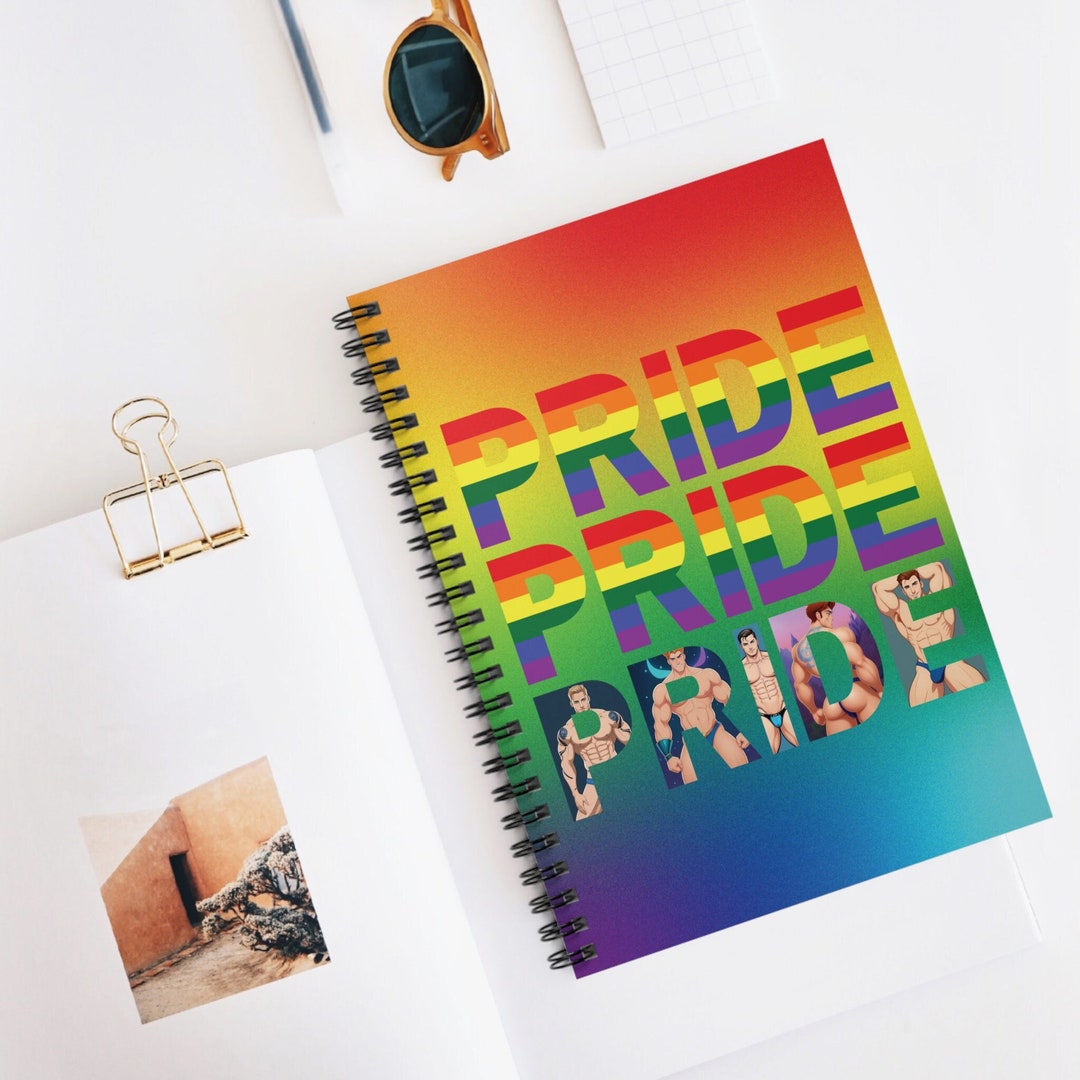 Pride LGBTQ Gay Pin up Letters Spiral Notebook - Ruled Line Tom of ...