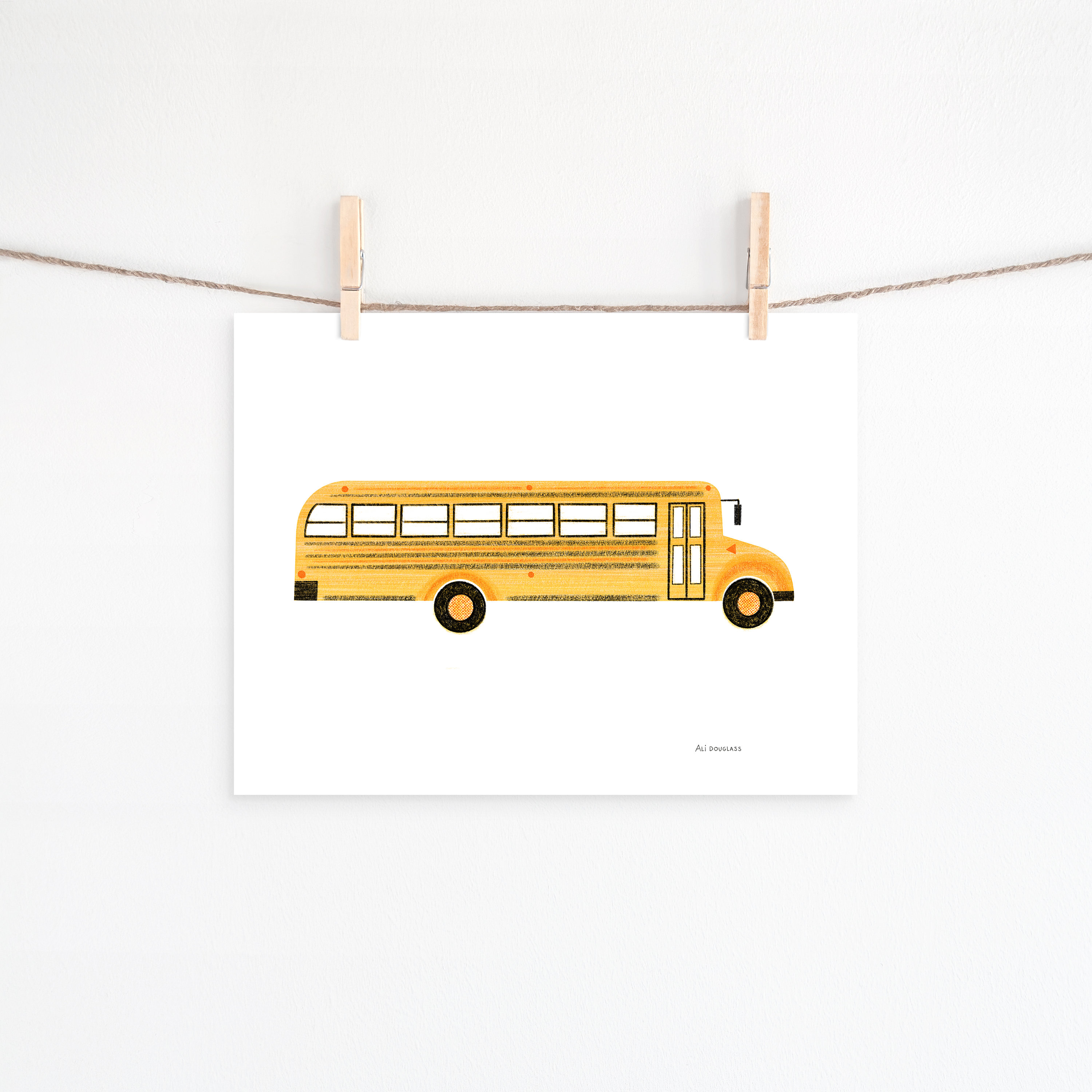 Yellow School Bus Nursery Art Print, Toddler Boy Vehicle Decor ...