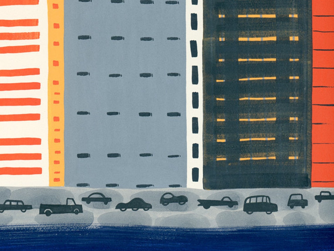 Orange Cityscape, 13x19 and 8.5x11, Art Print - Etsy