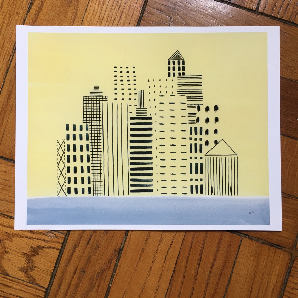 Yellow Cityscape, Art Print, 8.5x11 - Etsy