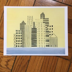Yellow Cityscape, Art Print, 8.5x11 - Etsy