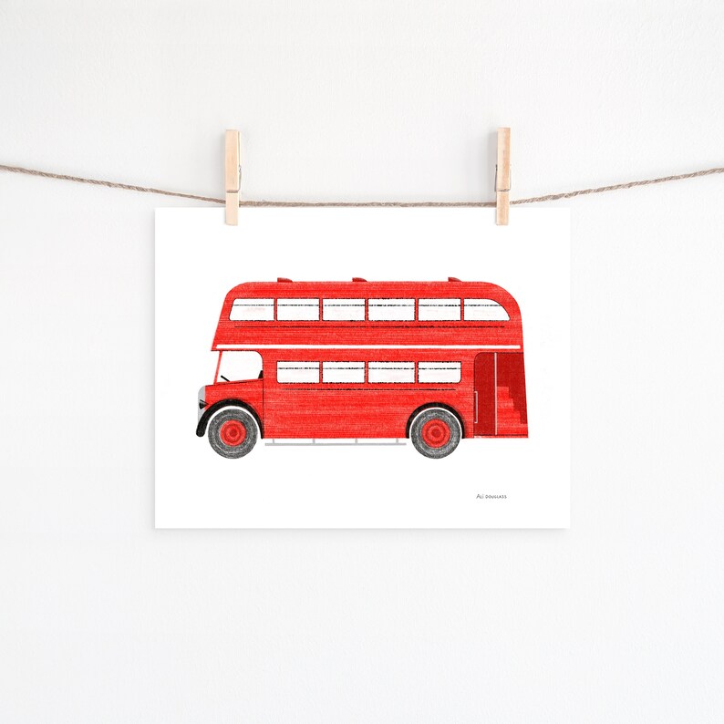 Double Decker Bus Poster, Toddler Boy Wall Art, Nursery Prints, Boy Car ...