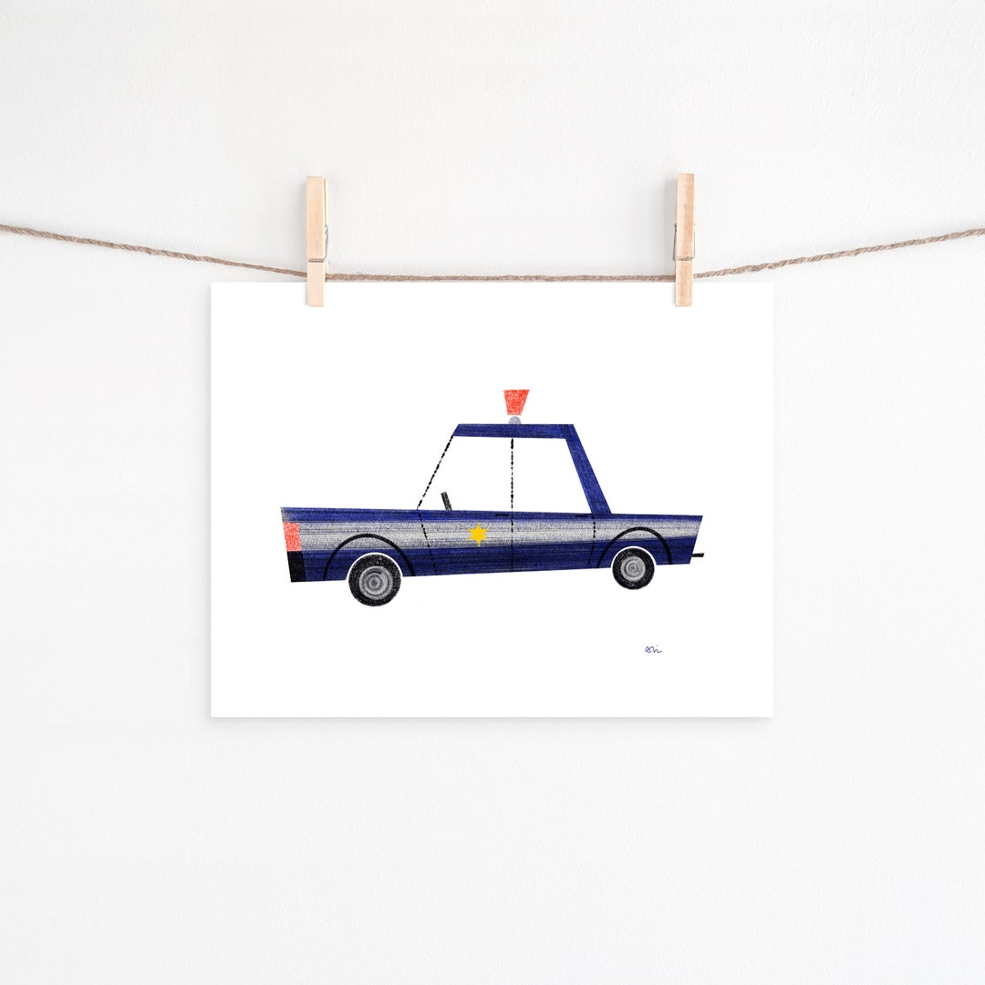 Police Car Emergency Vehicle Print, Police Car Nursery Theme, Toddler ...
