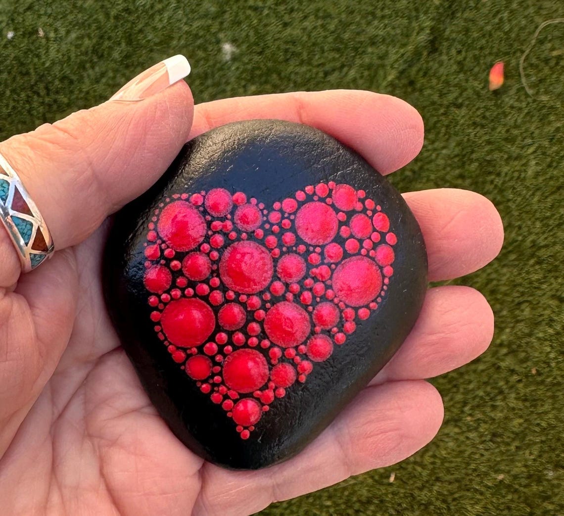 Scarlet Heart Painted Rock | Valentine Gift for Women | Rock Art - Etsy