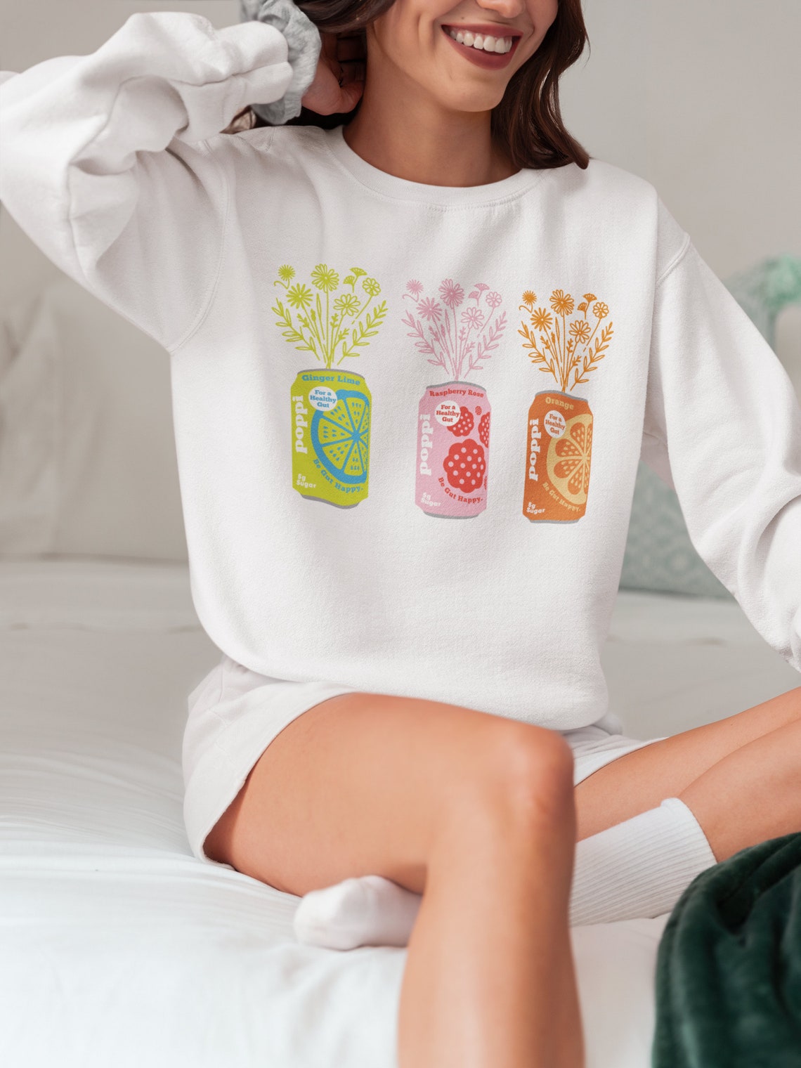 Poppi Soda Sweatshirt, Poppi Soda Crewneck Sweatshirt, Floral ...