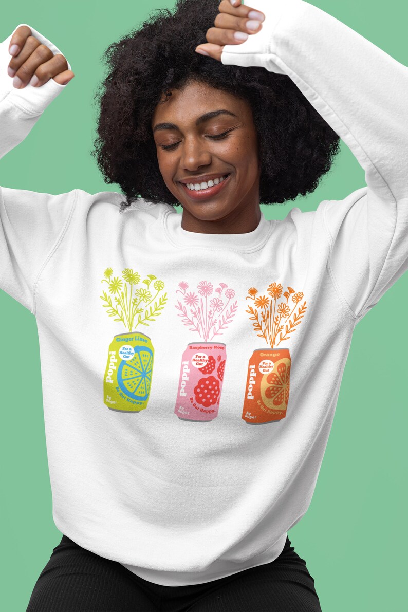 Poppi Soda Sweatshirt, Poppi Soda Crewneck Sweatshirt, Floral ...