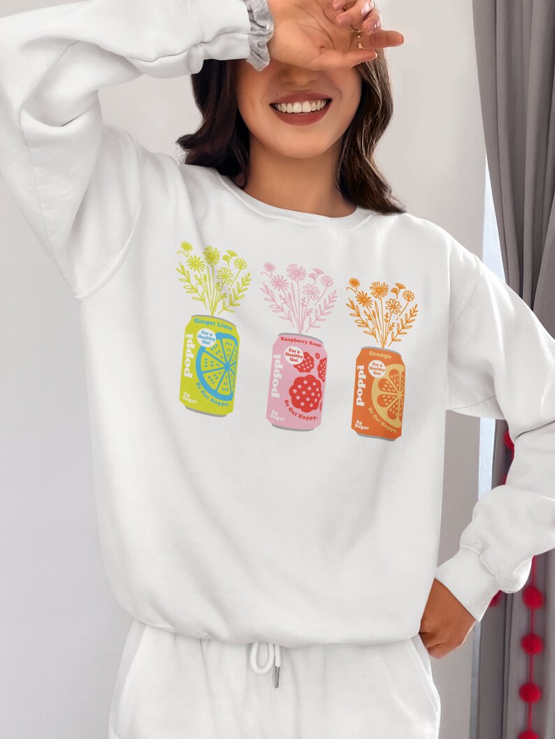Poppi Soda Sweatshirt, Poppi Soda Crewneck Sweatshirt, Floral ...