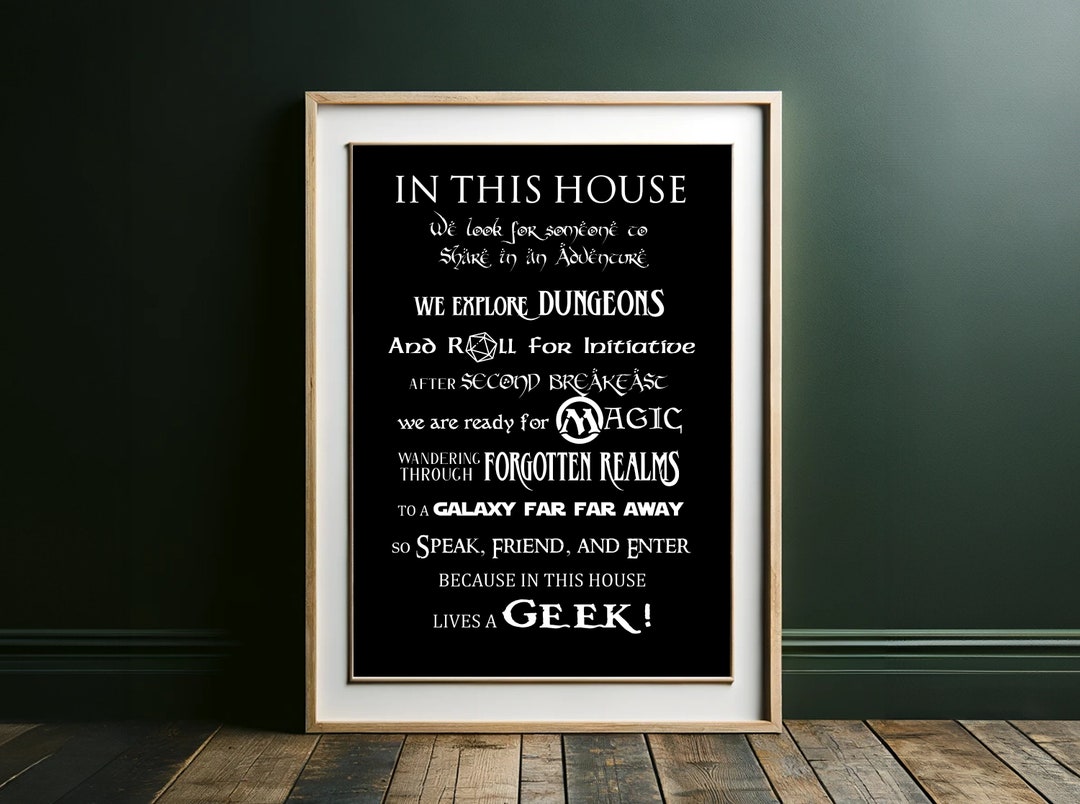 Geek's Manifesto Art Print Epic Fantasy Home Decor, Gamer's Wall Art ...