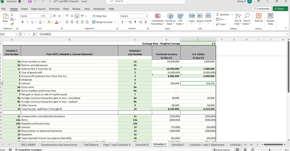 Form 5471 and 8992 Calculation Template - Etsy