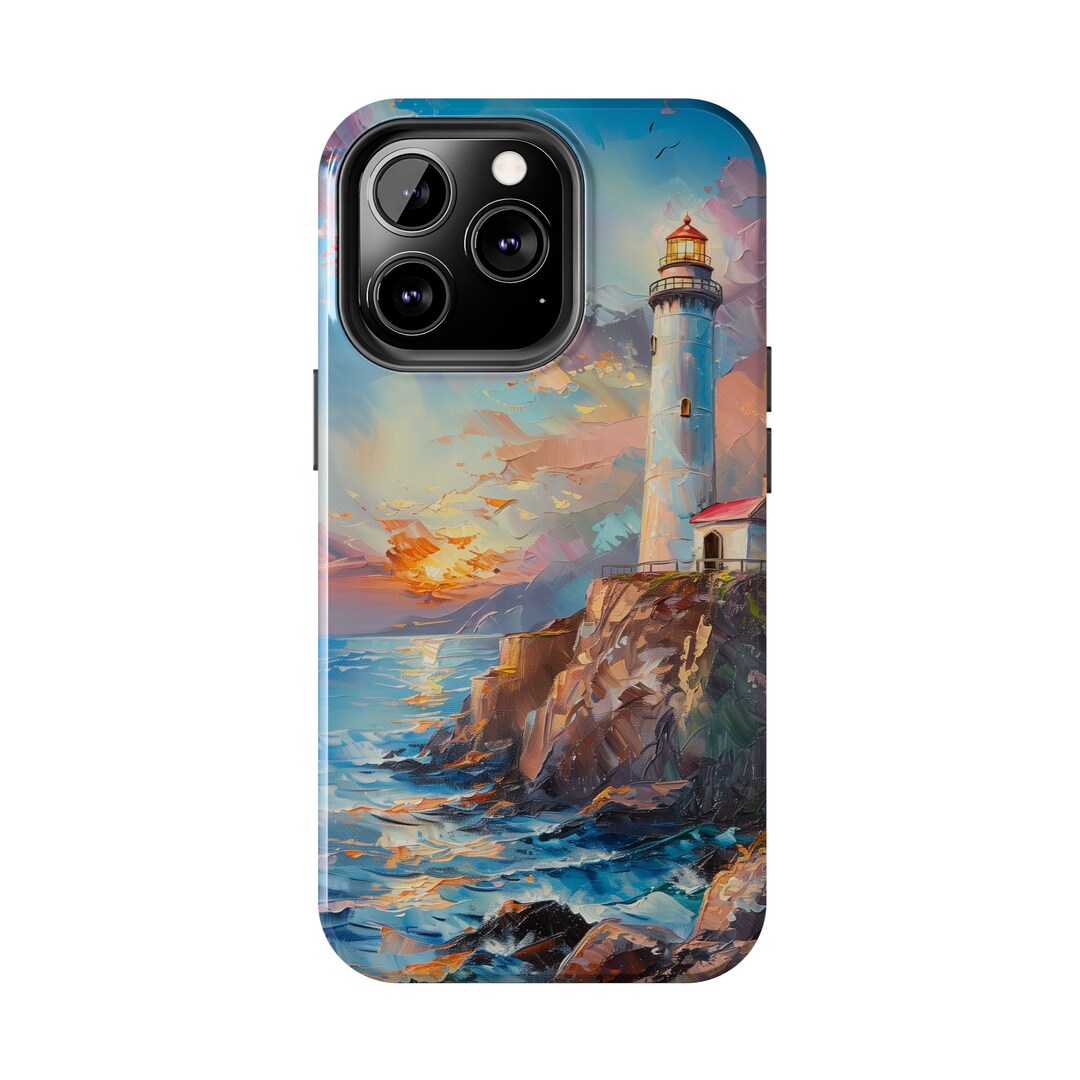 The Lighthouse of the Harbor Oil Painting Case | Unique Design Phone ...
