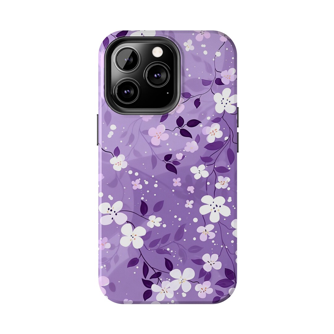 Happy Purple Flowers Case | Unique Design Phone Case | iPhone 15/14/13 ...