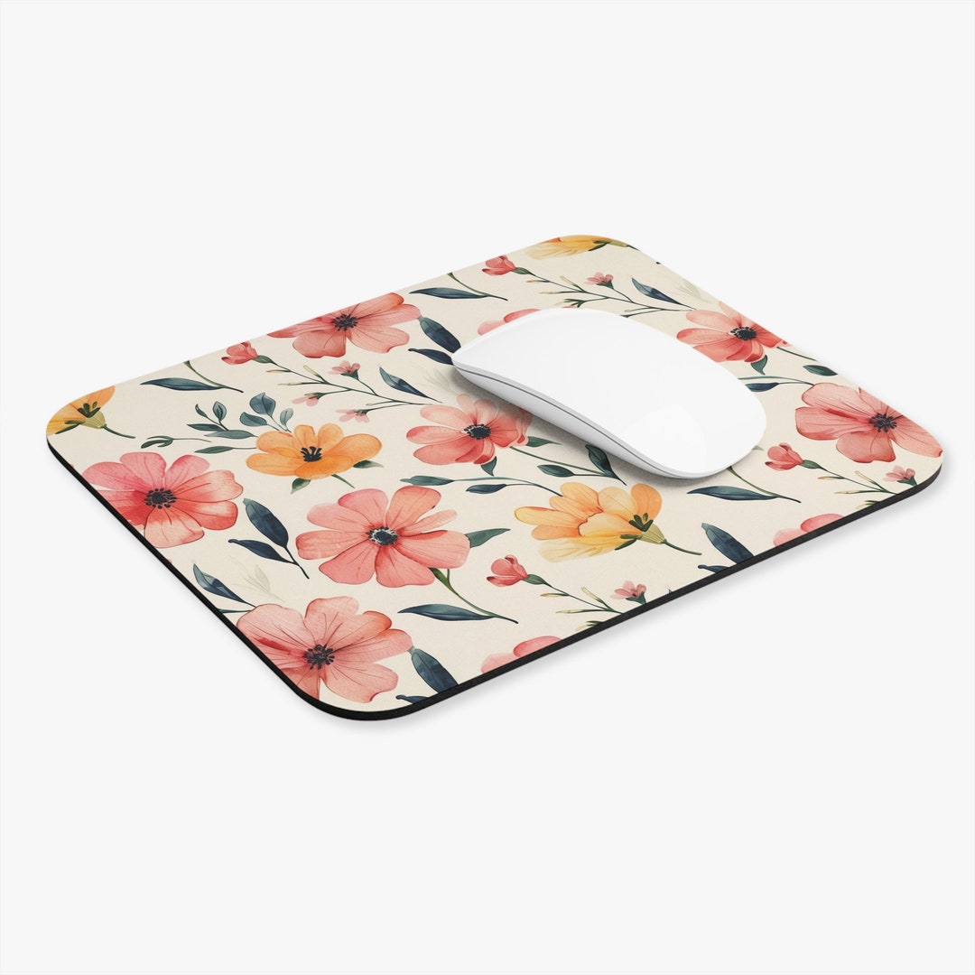 Spring Flowers on Cream White Mouse Pad | Charming Design Mouse Pad ...