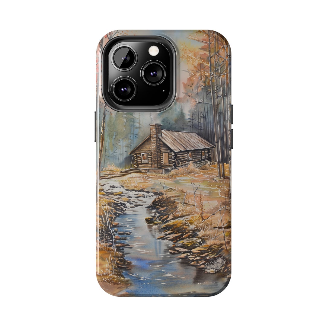 The Log Cabin by the Stream Painting Case | Unique Design Phone Case ...