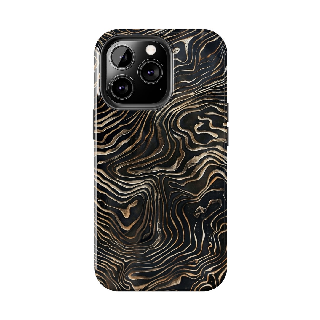 Golden Damascus Black Steel Pattern Case | Unique Design Phone Case ...