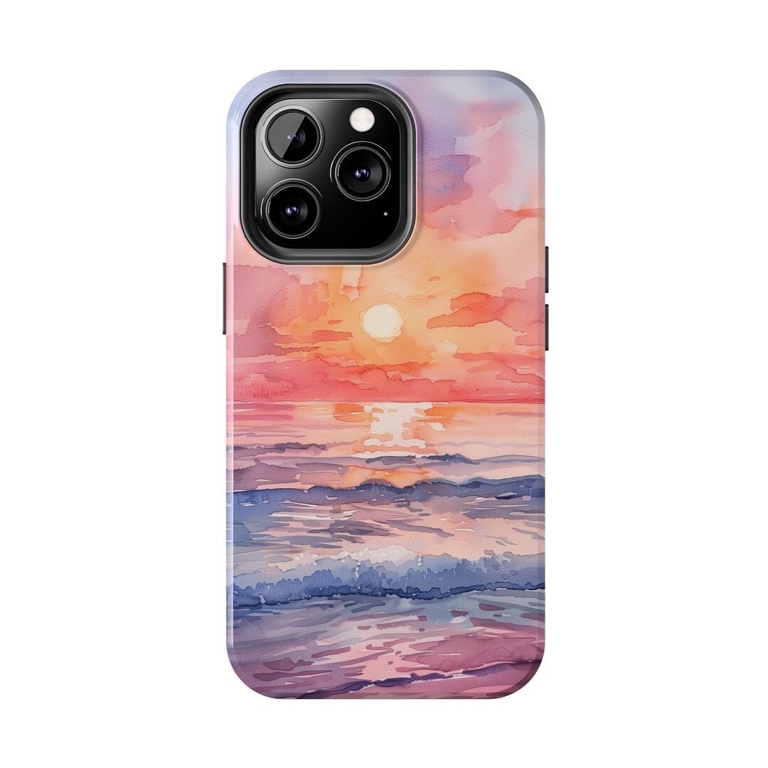 Watercolor Beach Sunset Case | Unique Design Phone Case | iPhone 15/14 ...