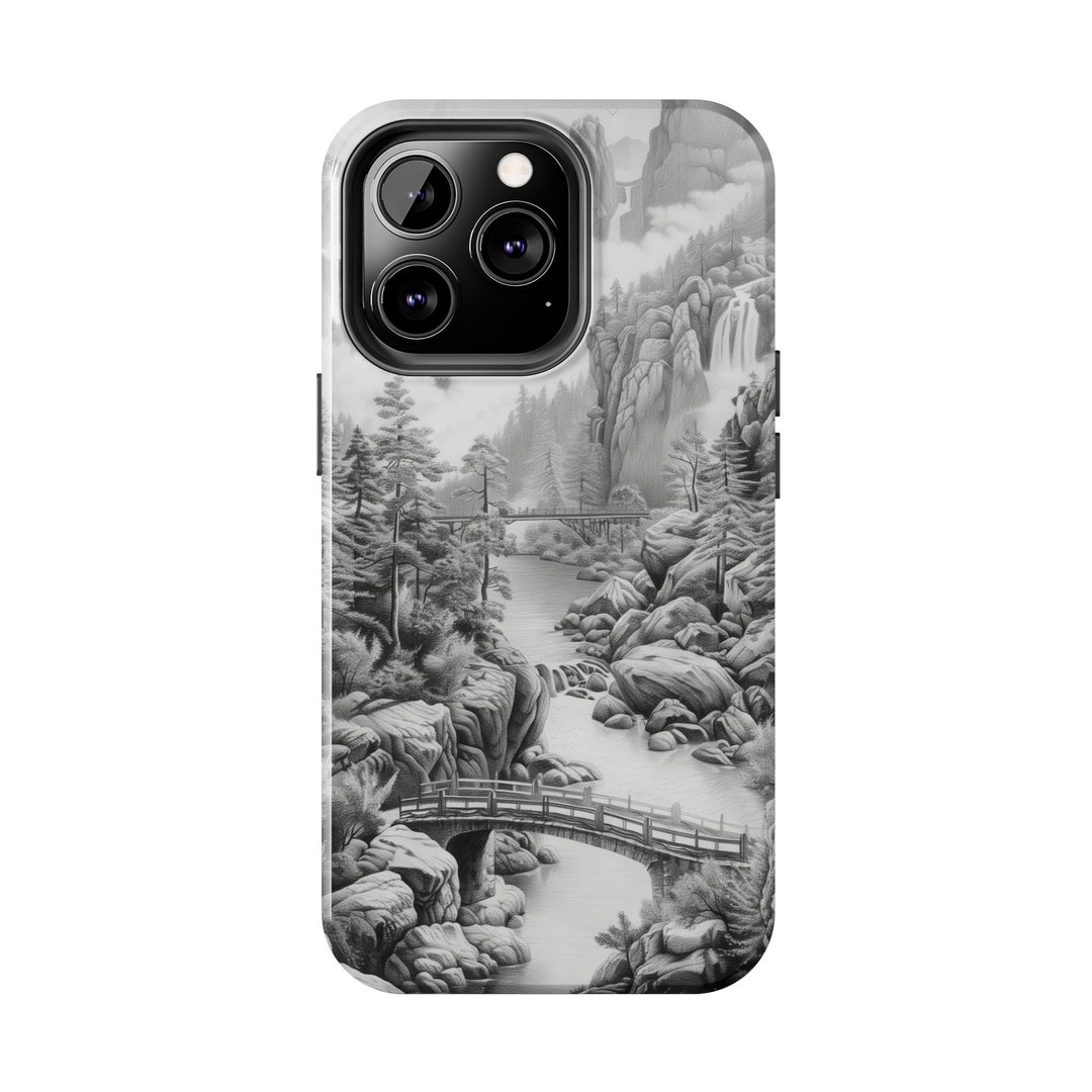 Pencil Drawing of the Waterfalls Case Unique Design Phone Case iPhone ...