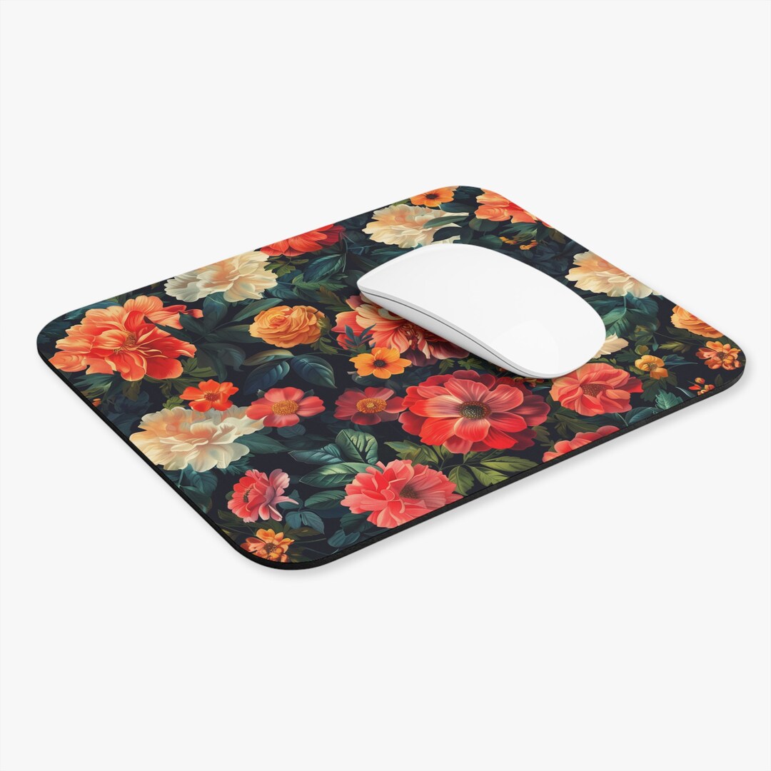 Beautiful Flowers and Leaves Mouse Pad | Charming Design Mouse Pad ...