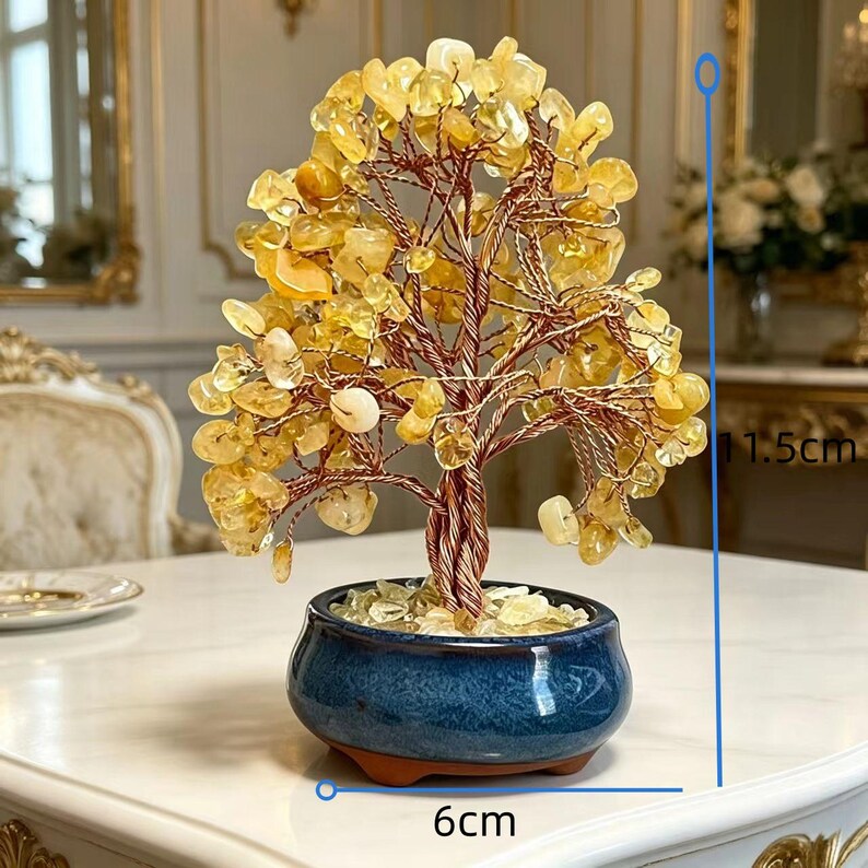Handmade Natural Citrine Crystal Tree, Gemstone Feng Shui Decor，reiki ...