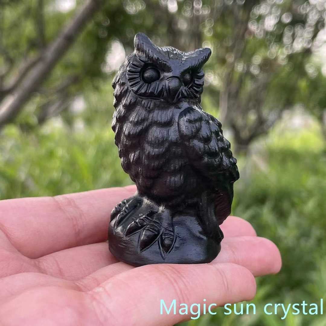 2natural Obsidian Crystal hand Carving Owl Skullzoon Effigy,home ...