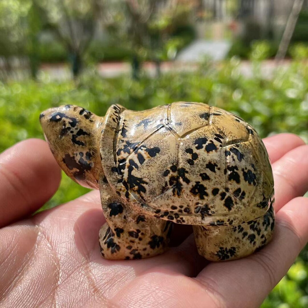 2.7 Natural Picture Stone Crystal Hand Carved Tortoise, Tortoise Home ...