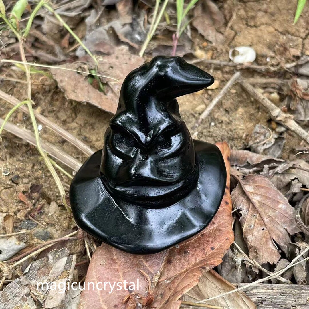 2 Natural Obsidian Crystal Hand Carved Magic Hat Skull Gift Home ...