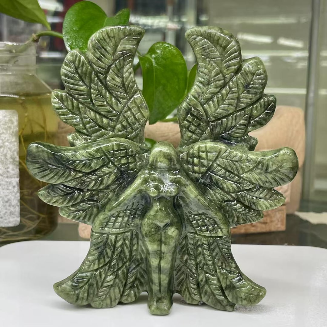 4.6natural Serpentine Crystal Quartz , Hand-carved Six Wings Angel ...