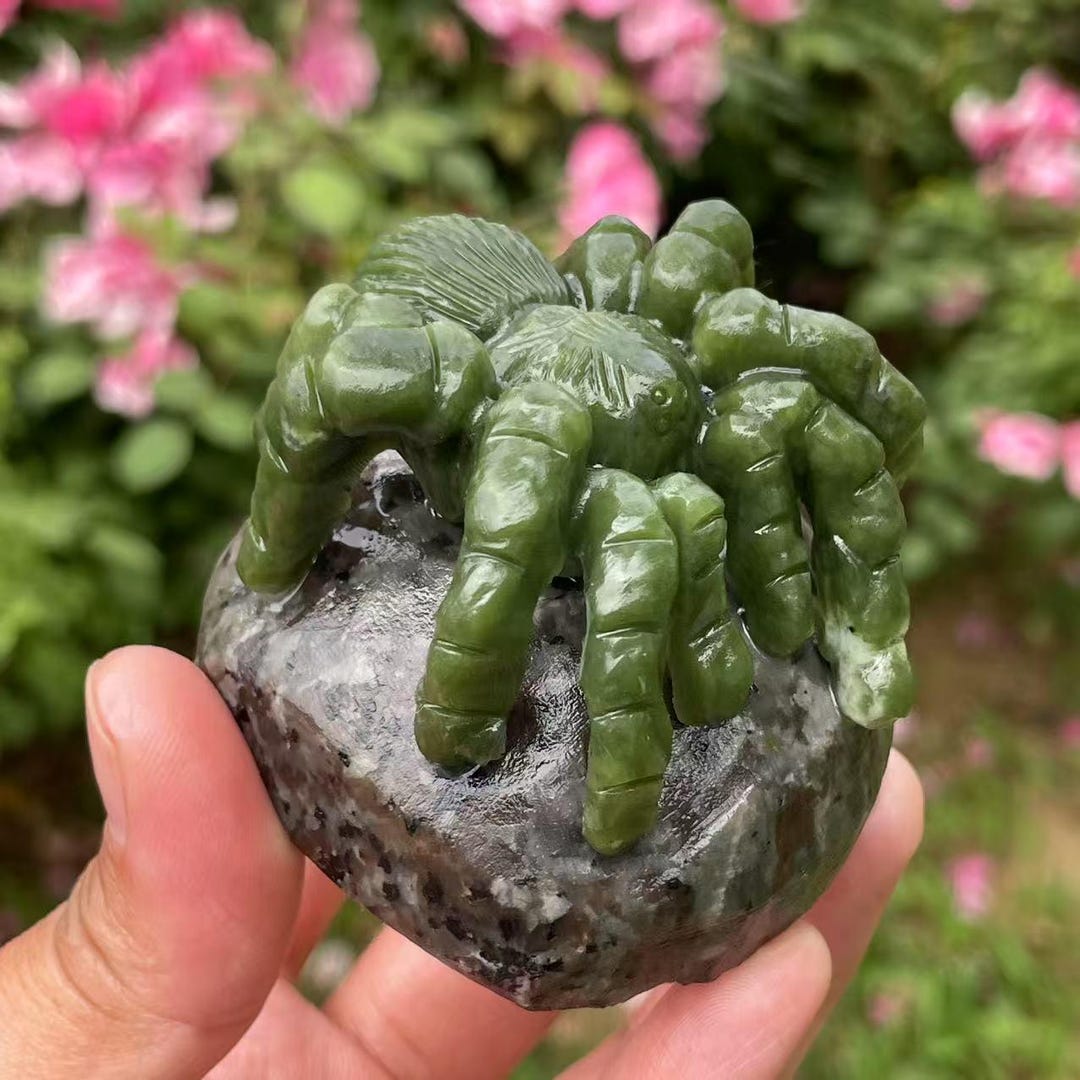 Hand Carved Jasper Spider, Halloween Decoration, 200g - Etsy