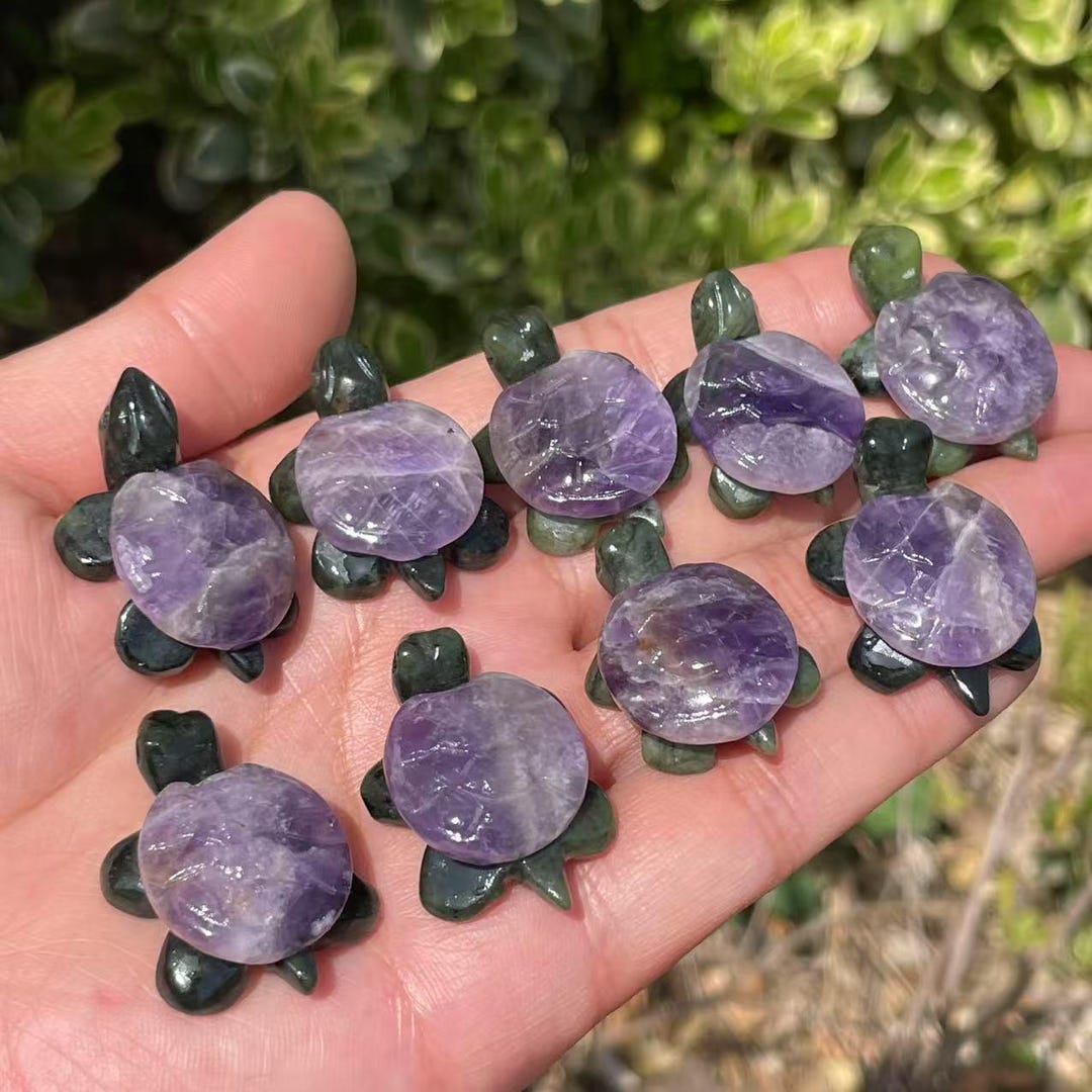 Hand Carved Amethyst Sea Turtle Statue, Gemstone Carving (30mm) - Etsy