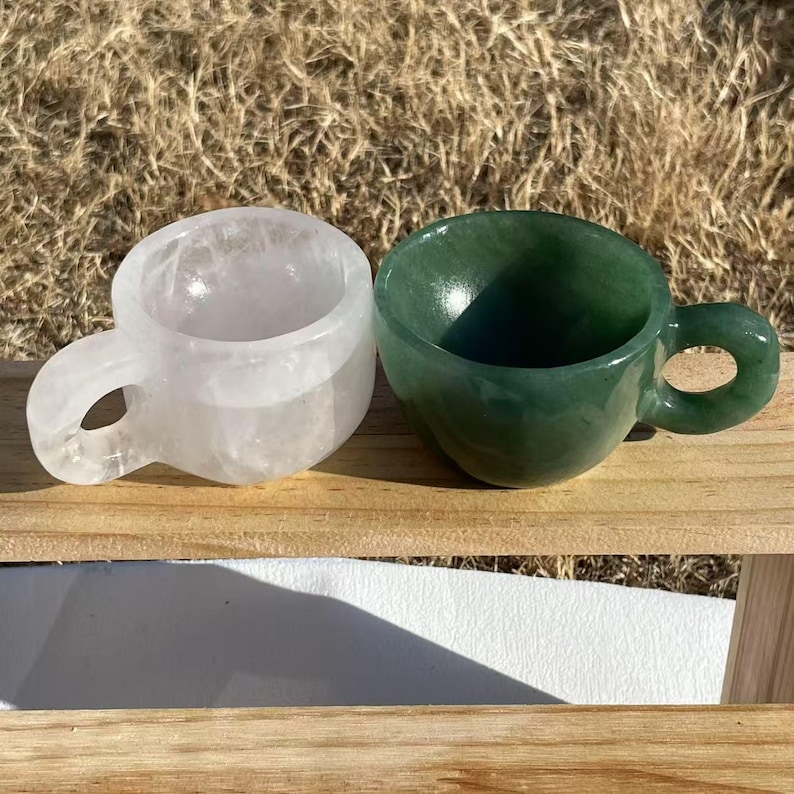 Hand Carved Natural Crystal Quartz Cup, Healing Stone Gift (3.4 Inch ...